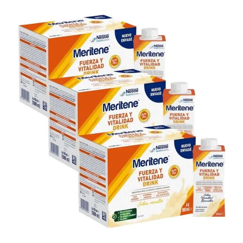 Buy Meritene Strength & Vitality Drink Vanilla Pack 3 x 6 x 180 ml at the best price.