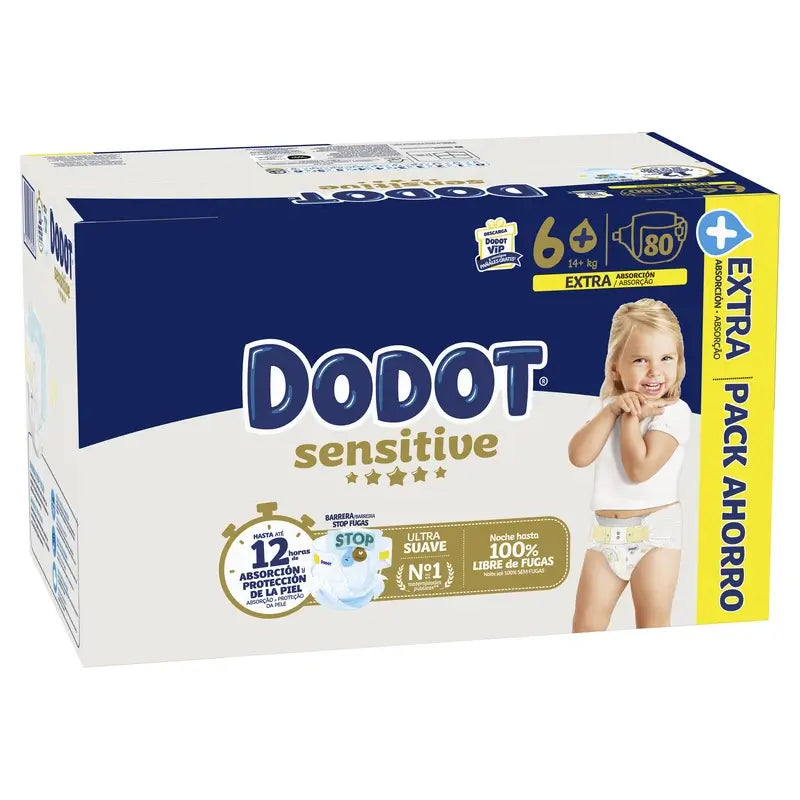 Buy Dodot Sensitive Size 6+, For Baby, 14Kg+ , 80 nappies at the best ...