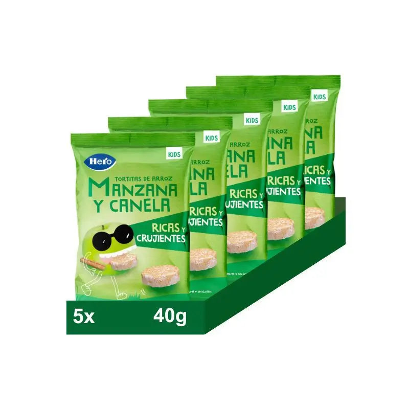 Hero Baby Snack Pack Kids Rice & Apple Cinnamon Pancakes , 5 X 40 gram